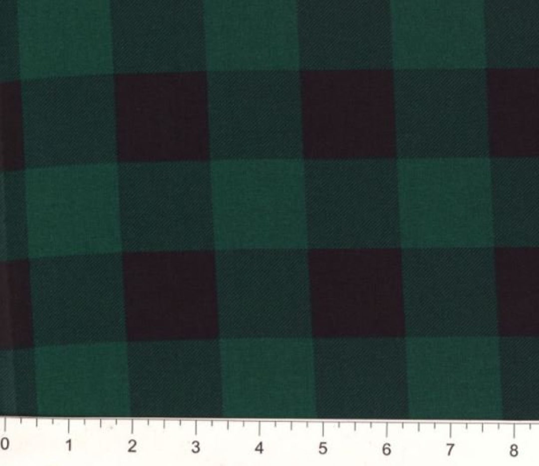 Green Plaid Fabric by the Yard, Cotton Plaid Fabric, Green and Black ...