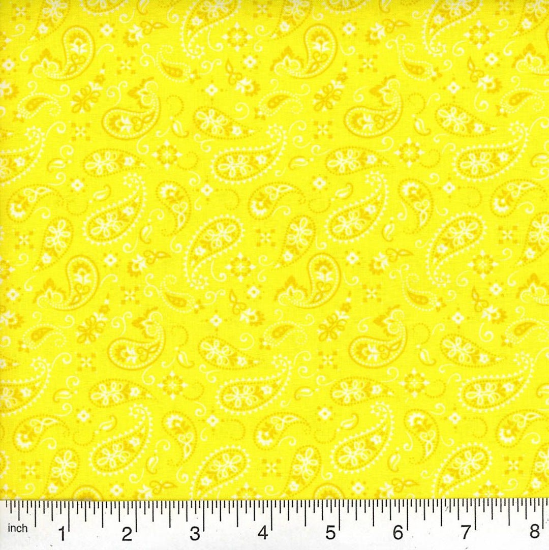 Yellow Paisley Fabric by the Yard, Yellow Fabric, Yellow Cotton, Yellow ...