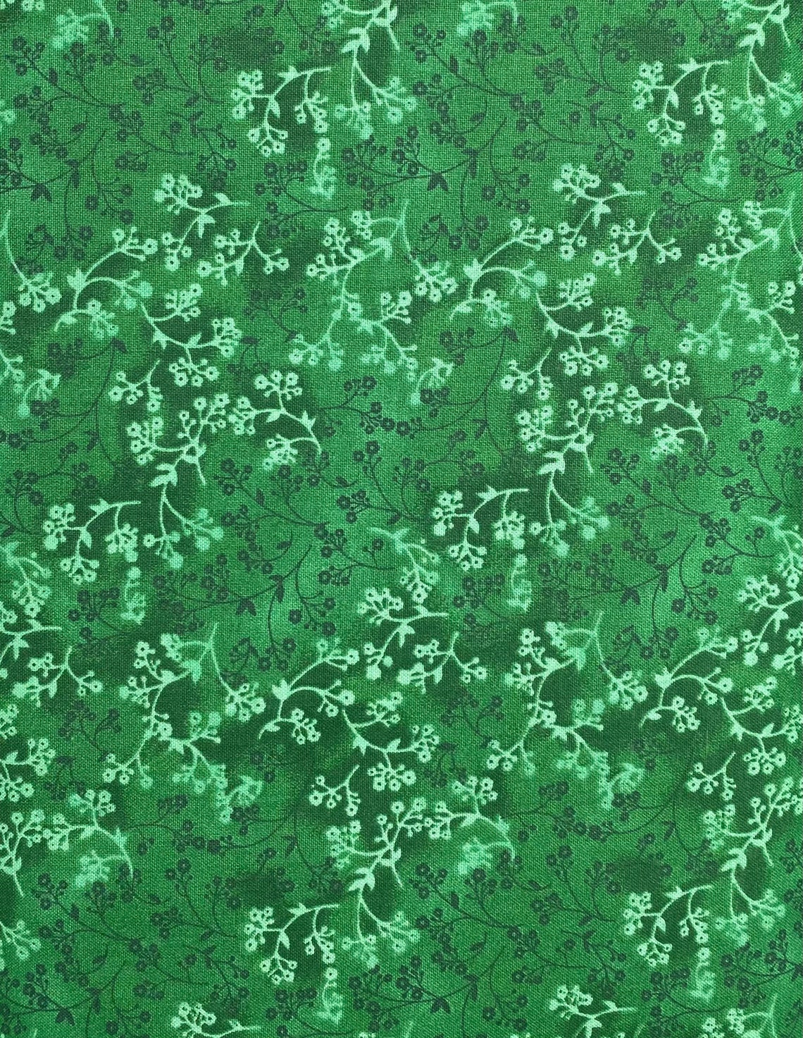 Green Fabric by the Yard Green Floral Fabric Green Flower - Etsy