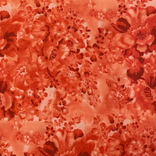 Orange Floral Fabric - Etsy