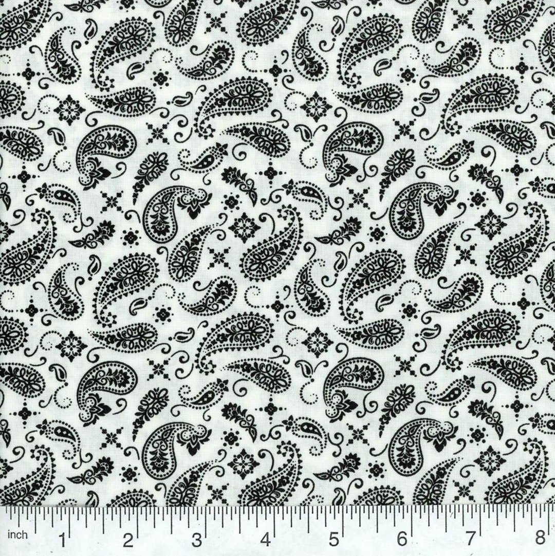 White and Black Paisley Fabric by the Yard, Black and White Fabric ...