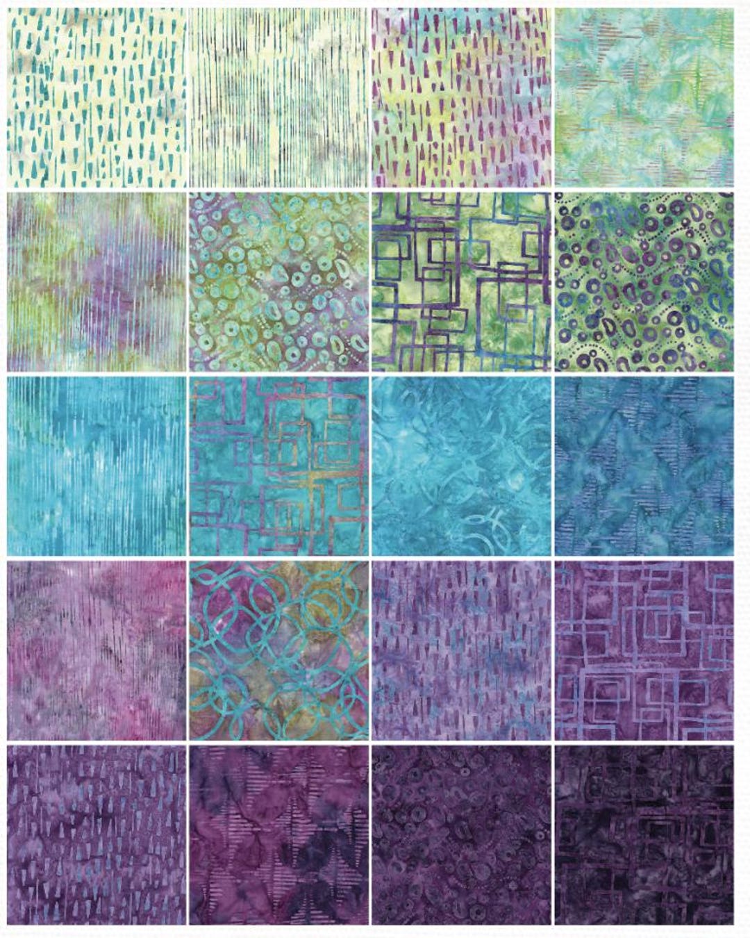 Batik Fabric 10 Inch Squares, Fairy Floss Island Batik Squares, Batik ...