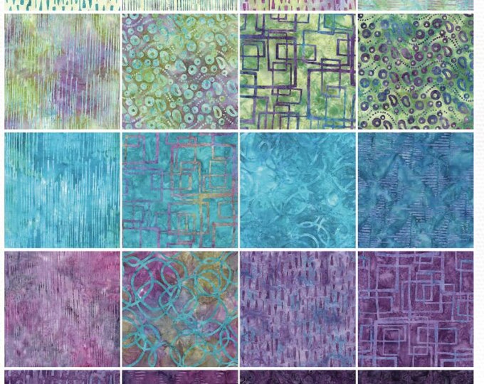 Batik Fabric 10 Inch Squares, Fairy Floss Island Batik Squares, Batik ...