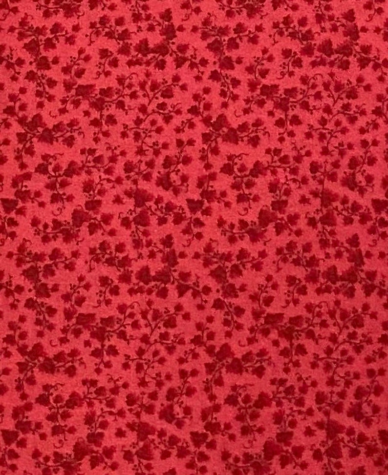 Red fabric by the yard red calico fabric red fabric red | Etsy