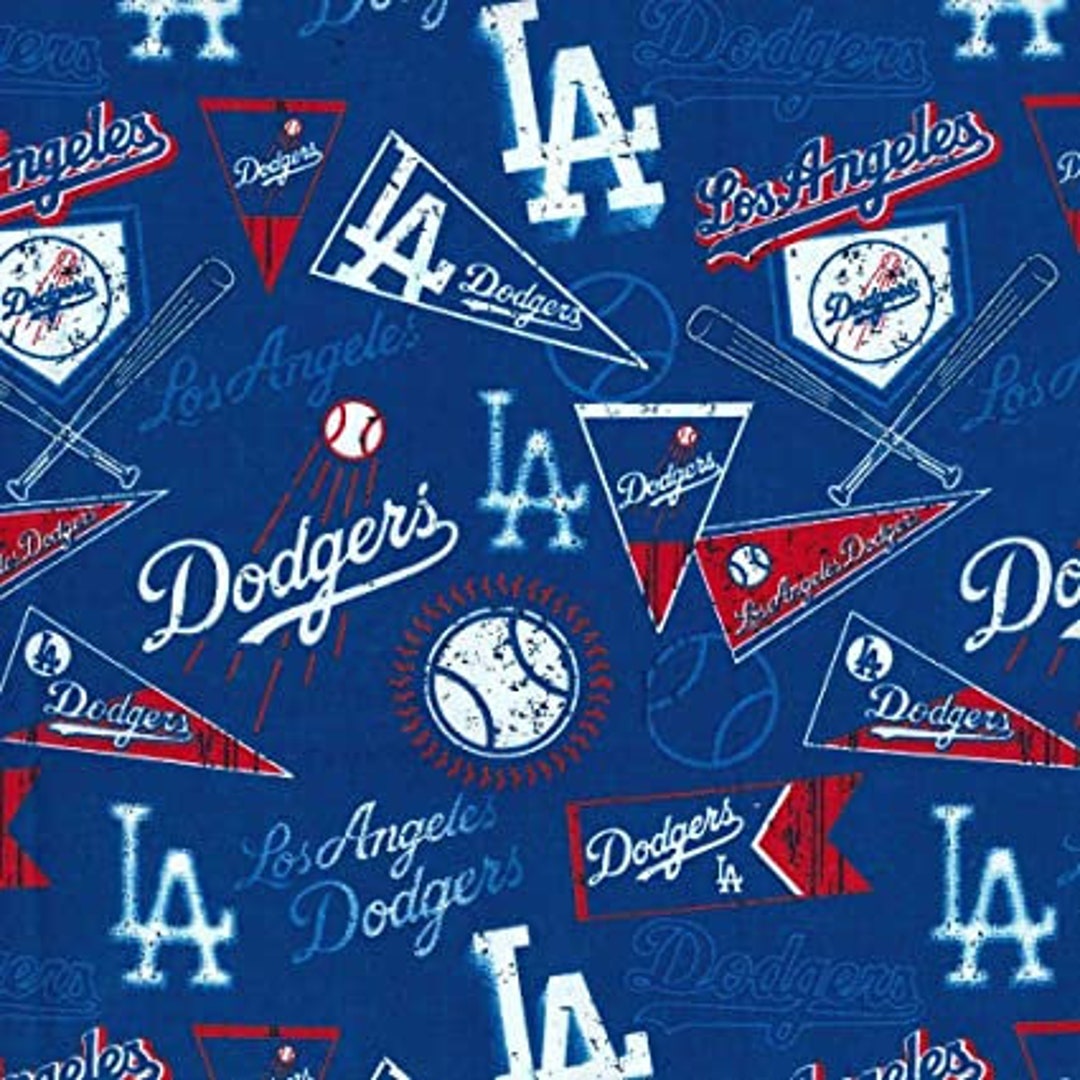 Los Angeles Dodgers Fabric by the Yard, Cotton Dodgers Fabric, Licensed ...
