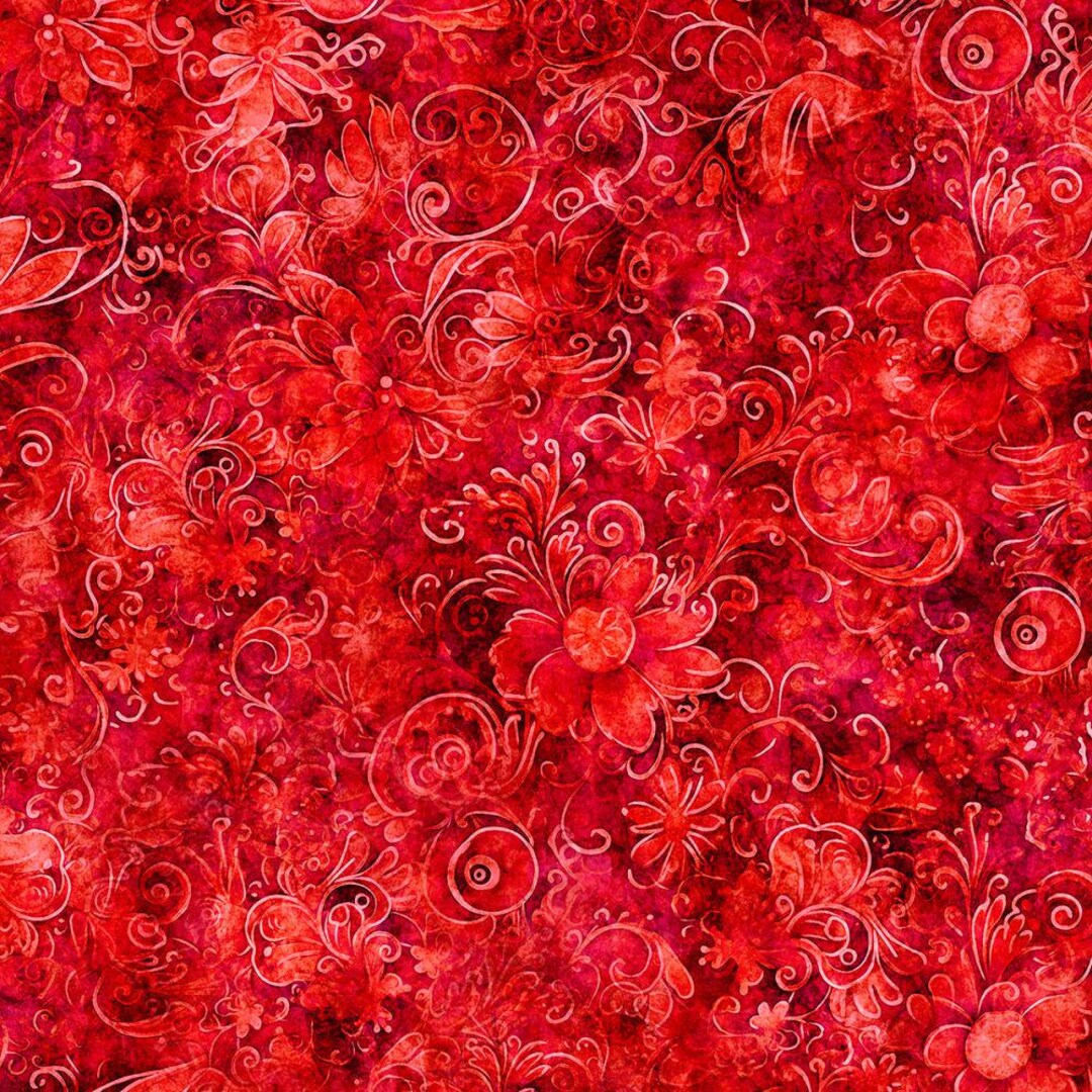 Red Fabric by the Yard, Red Flower Fabric, Red Marble Fabric, Red Swirl ...