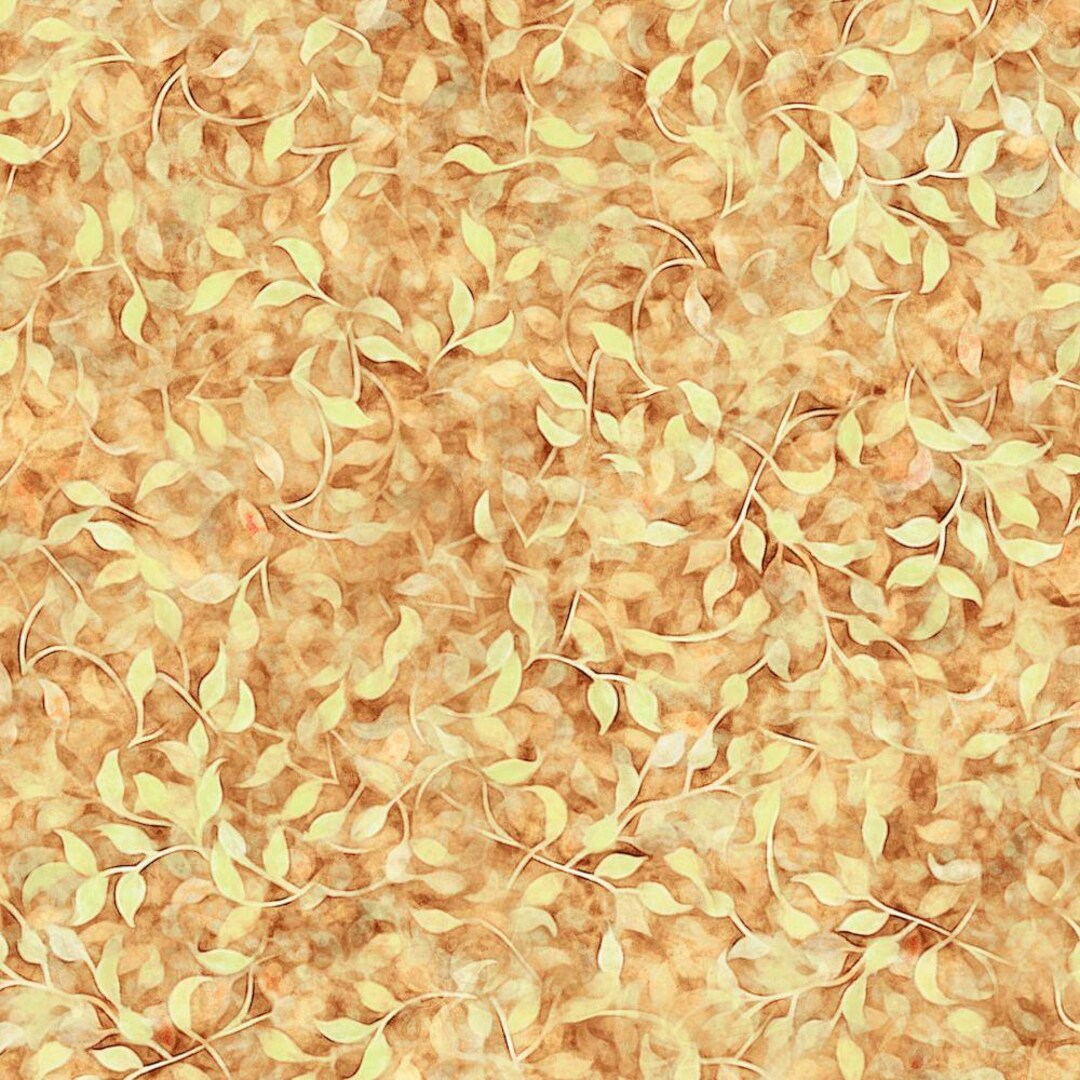 Tan Fabric by the Yard Vine Dance Fabric Line Digitally Printed Cotton ...