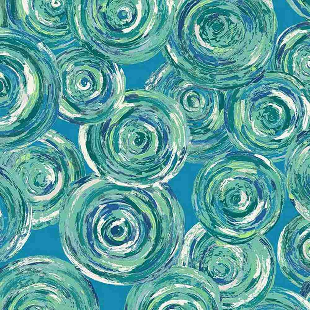 Blue Swirl Fabric by the Yard by Sarah J for Marcus Fabrics Carousel ...