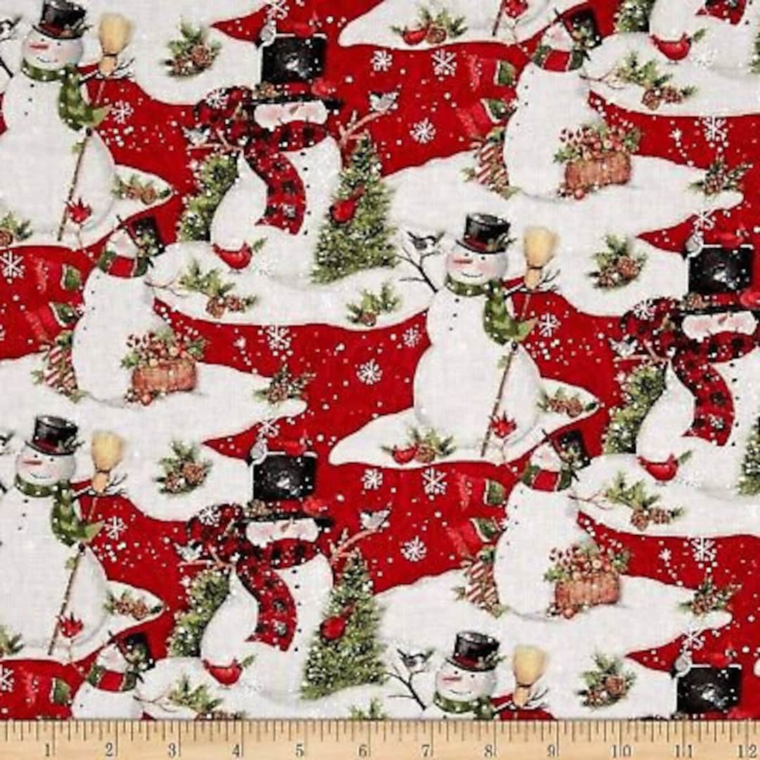 Christmas Fabric by the Yard, Snowman Fabric, Snowmen Fabric, Christmas ...