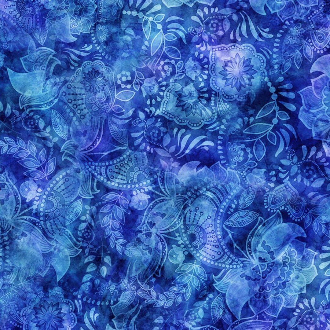 Blue Floral Cotton Fabric by the Yard Fairy Tale Line, #25062 - Etsy