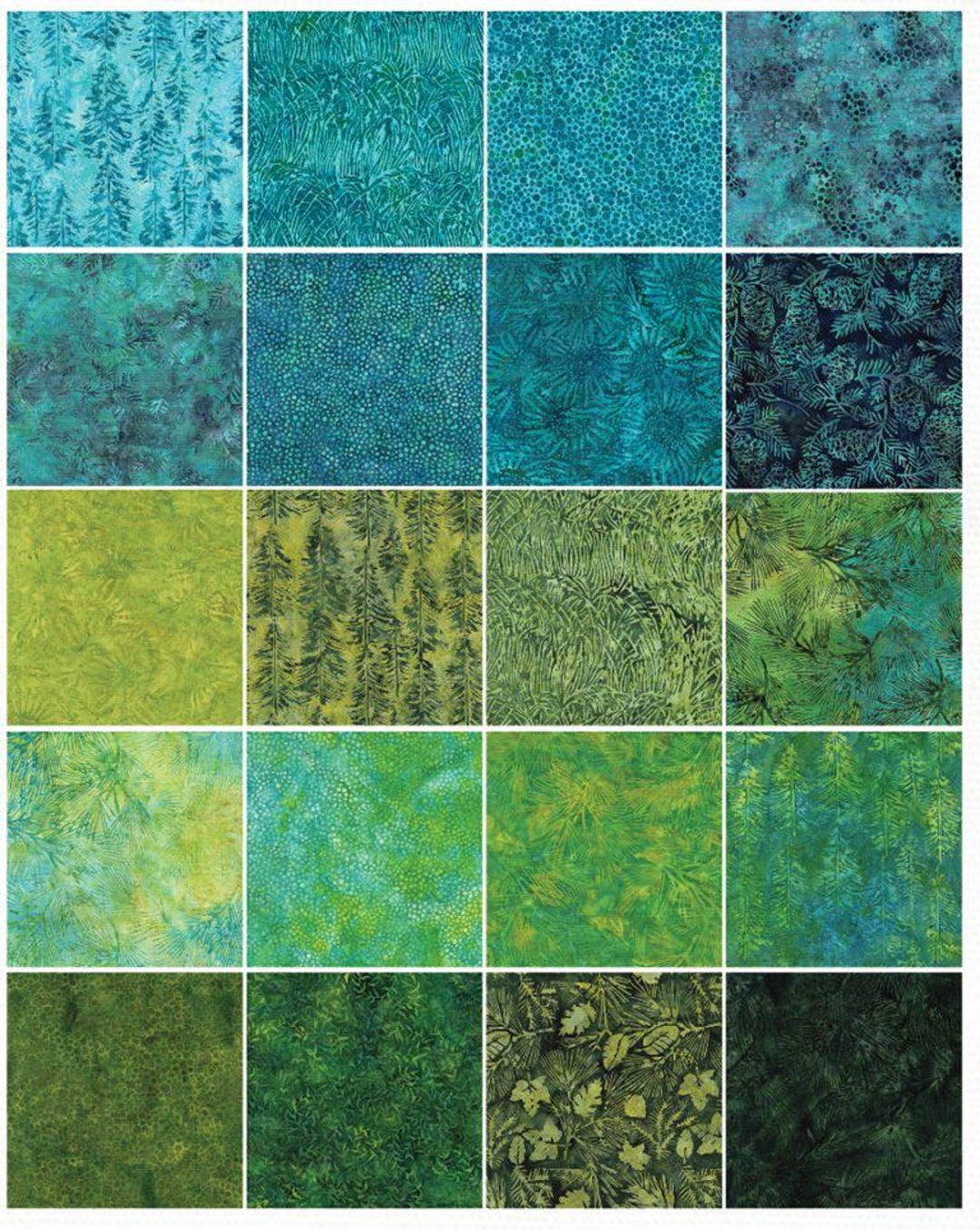 Batik Fabric 10 Inch Squares, the Grove Island Batik Squares, Precut ...