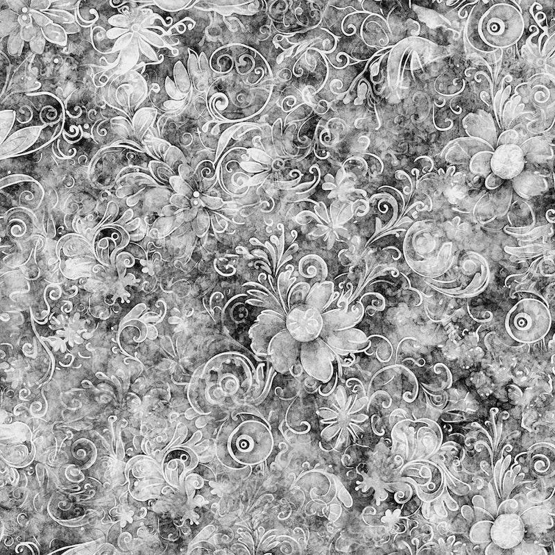 Gray Floral Fabric - Etsy