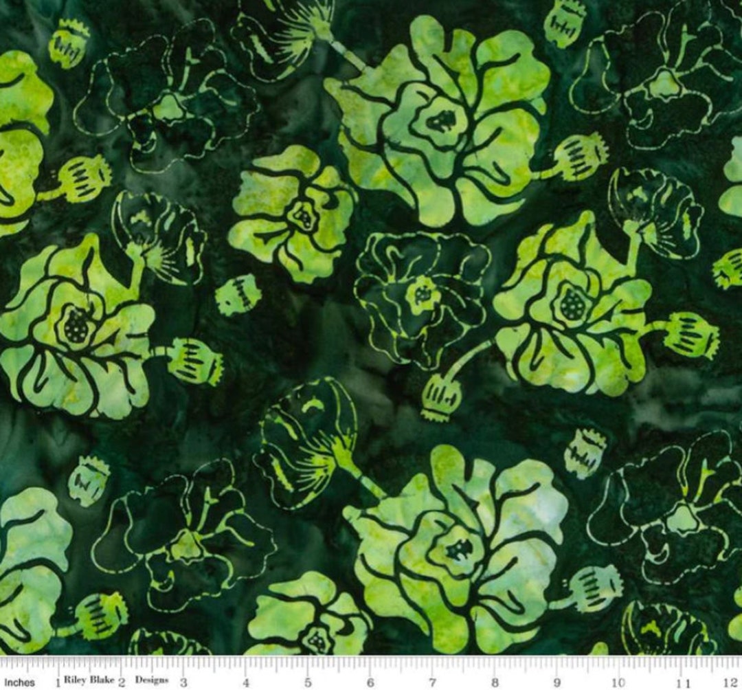Green Batik Fabric by Riley Blake in Pine Green, Hand Died Batik Fabric ...