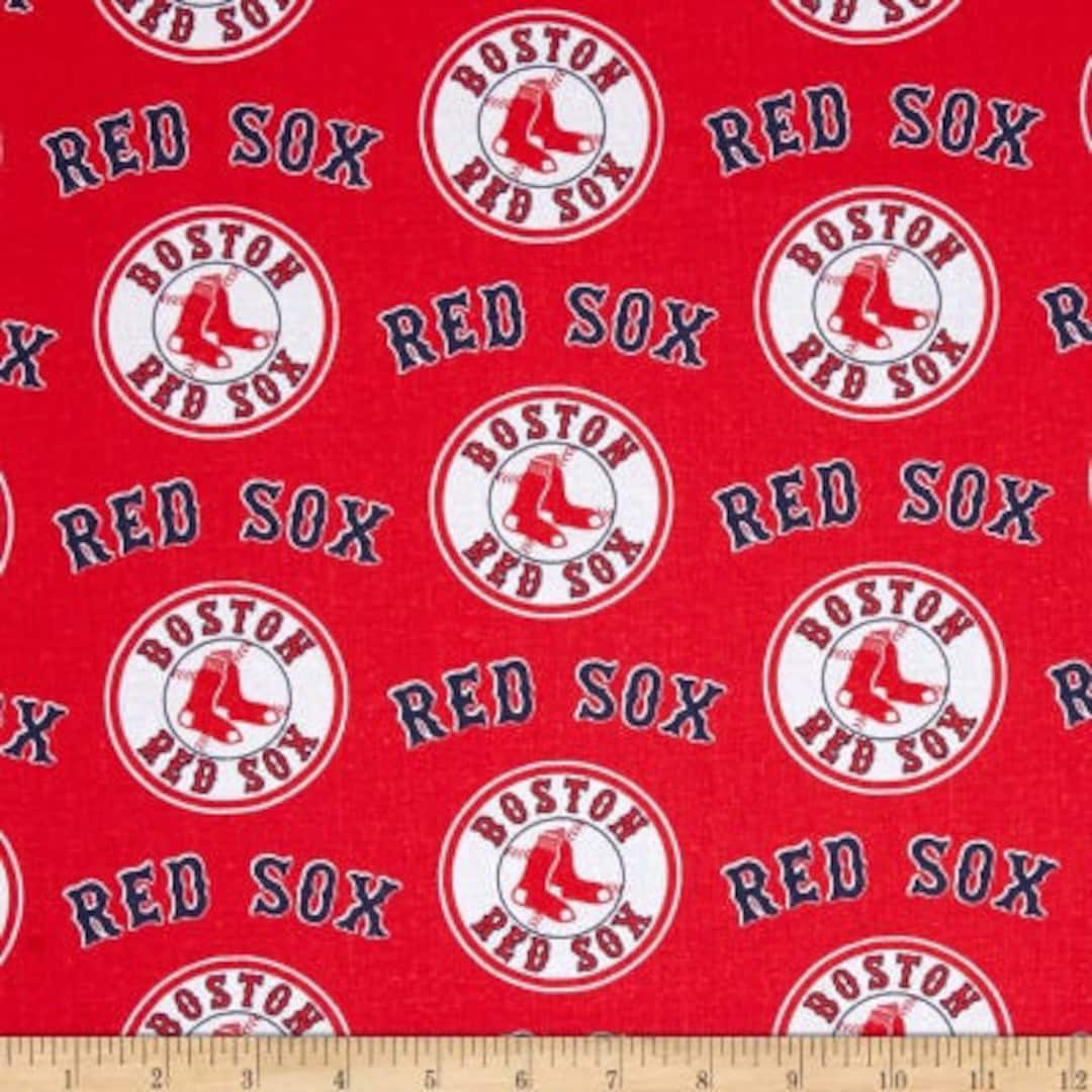 Boston Red Sox Fabric by the Yard, Cotton Red Sox Fabric, Licensed MLB ...
