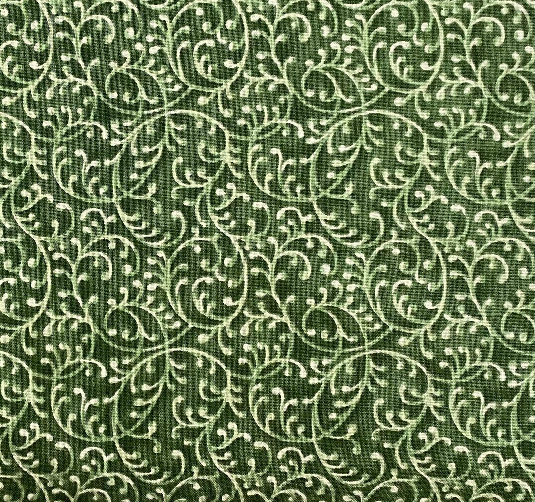 Green and White Vine Cotton Fabric by the Yard, #16400 - Etsy