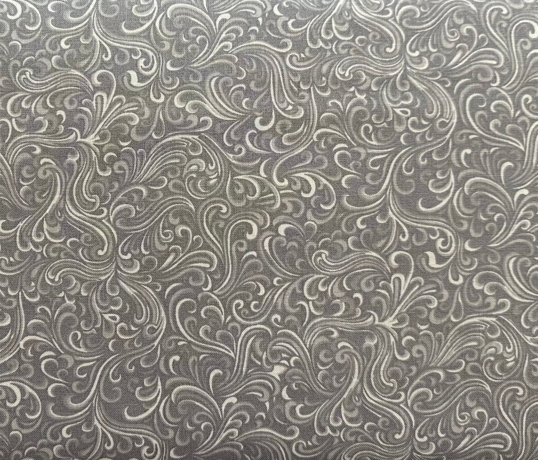 Gray Fabric by the Yard, Gray Swirl Fabric, Grey Fabric, Gray Cotton ...