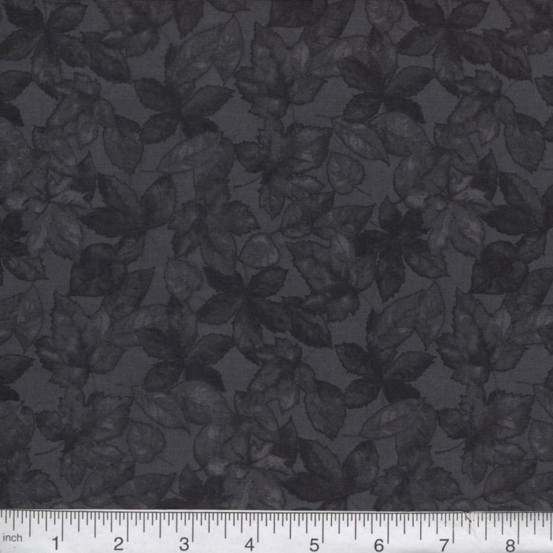 Gray Fabric by the Yard, Grey Fabric, Gray Leaf Fabric, Gray Leaves ...