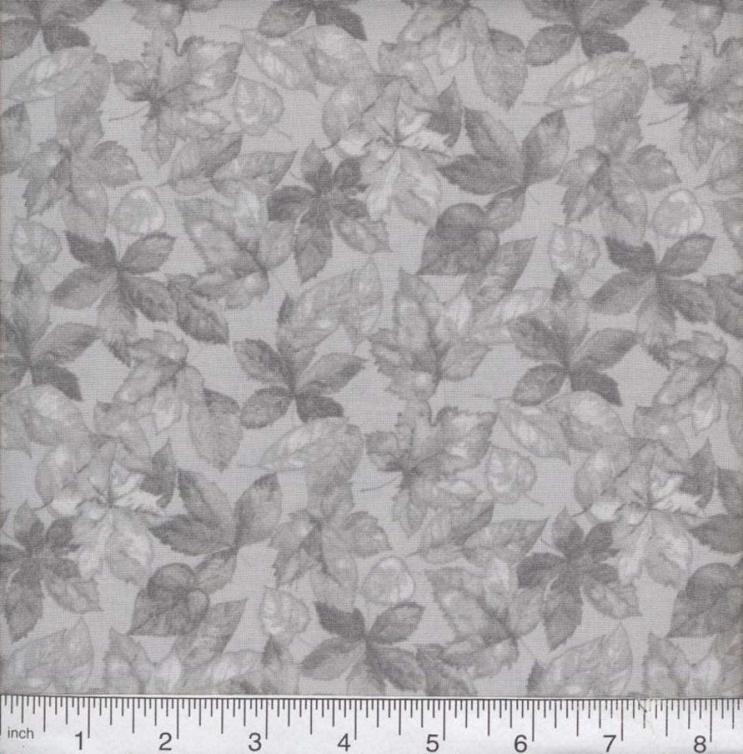 Gray Fabric by the Yard, Gray Leaf Fabric, Gray Leaves Fabric, Gray ...