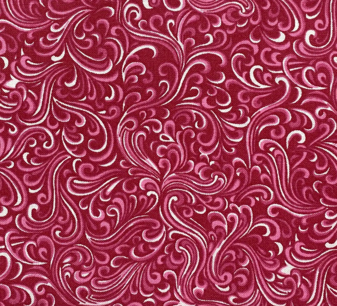 Pink Fabric by the Yard, Pink Swirl Fabric, Pink Cotton Fabric, Pink ...