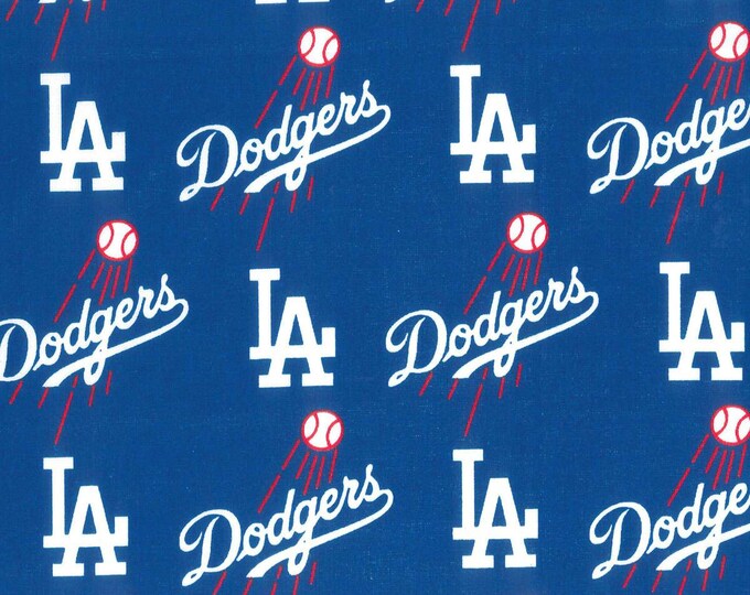 Los Angeles Dodgers Fabric by the Yard, Cotton Dodgers Fabric, Licensed ...