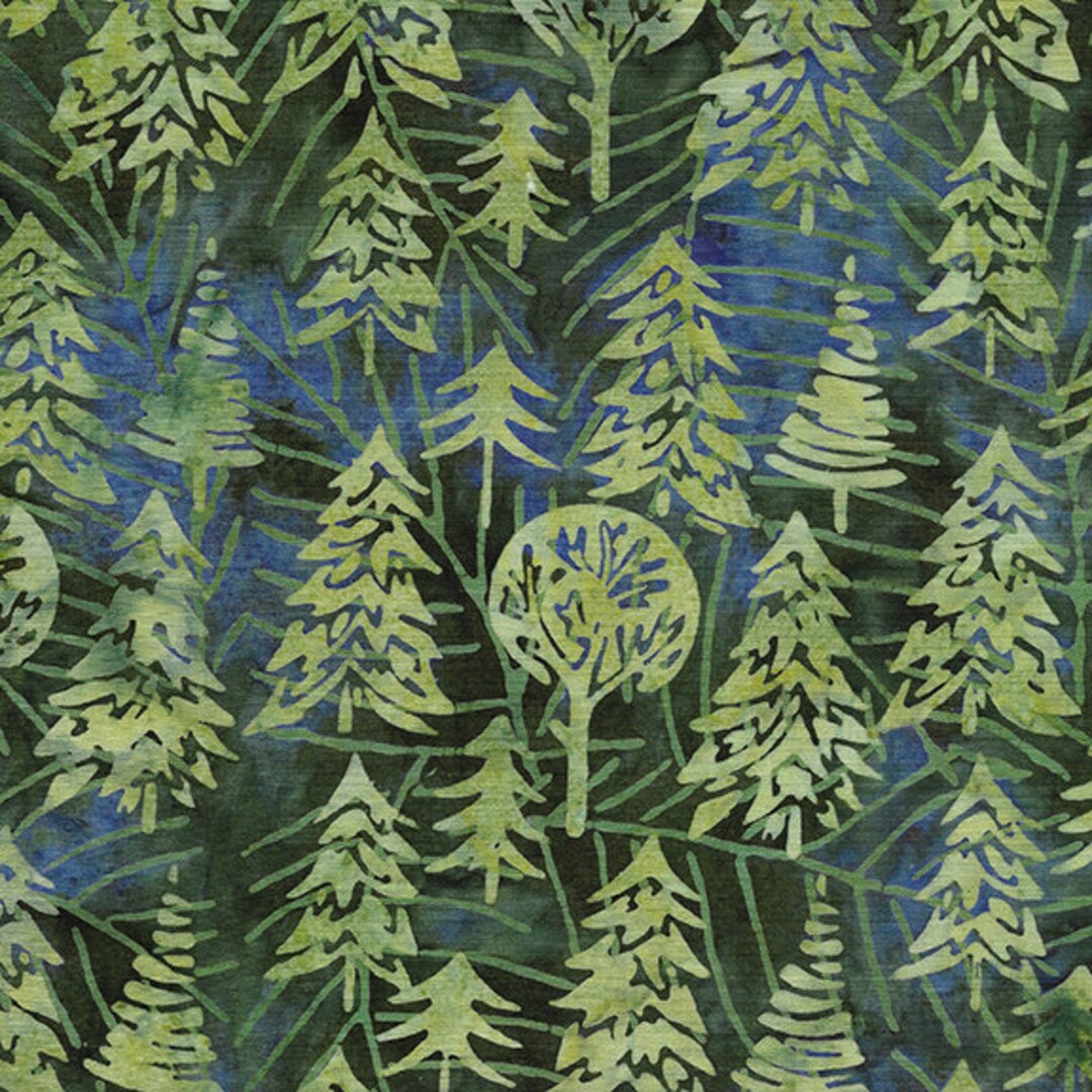 Green Batik by Island Batik Berries in Forest Green, Green Fabric ...
