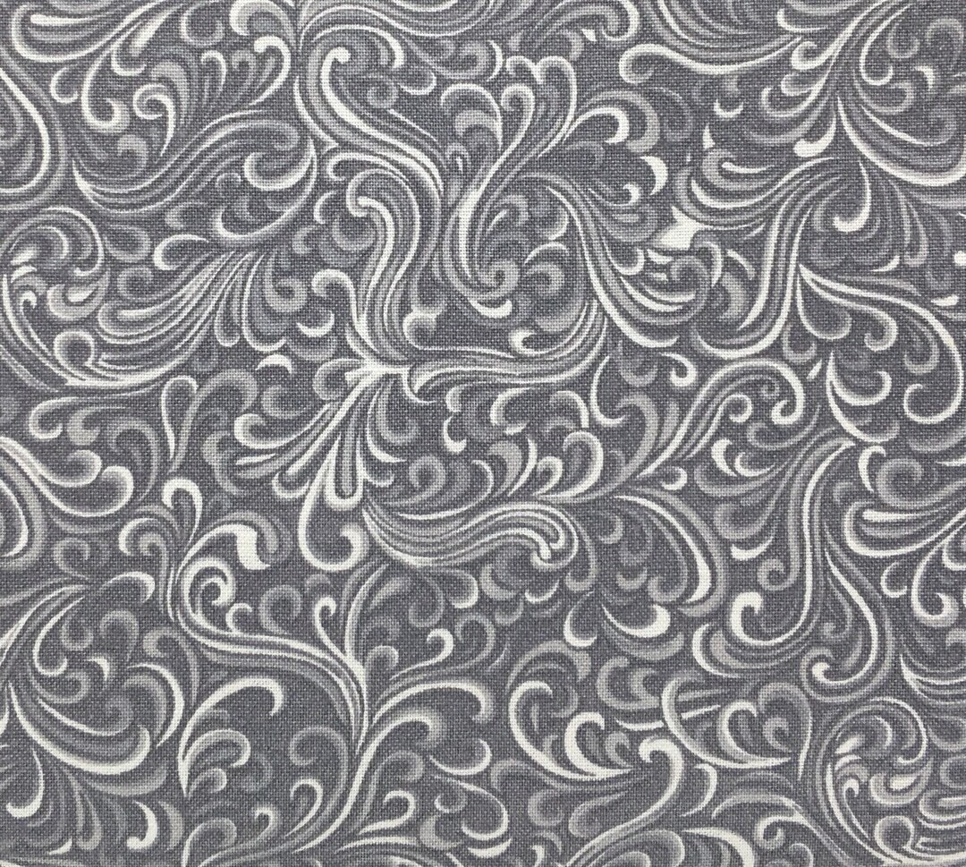 Gray Fabric by the Yard Gray Swirl Fabric Grey Fabric Gray - Etsy