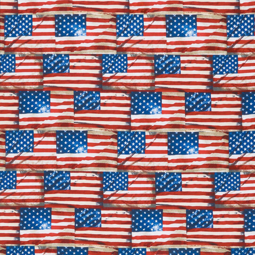 American Flag Fabric by the Yard, Patriotic Fabric, Red White and Blue ...