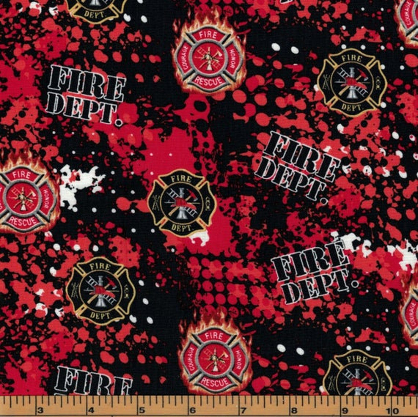 Fire Department Fabric by the Yard, Fireman Fabric, Firemen Fabric ...