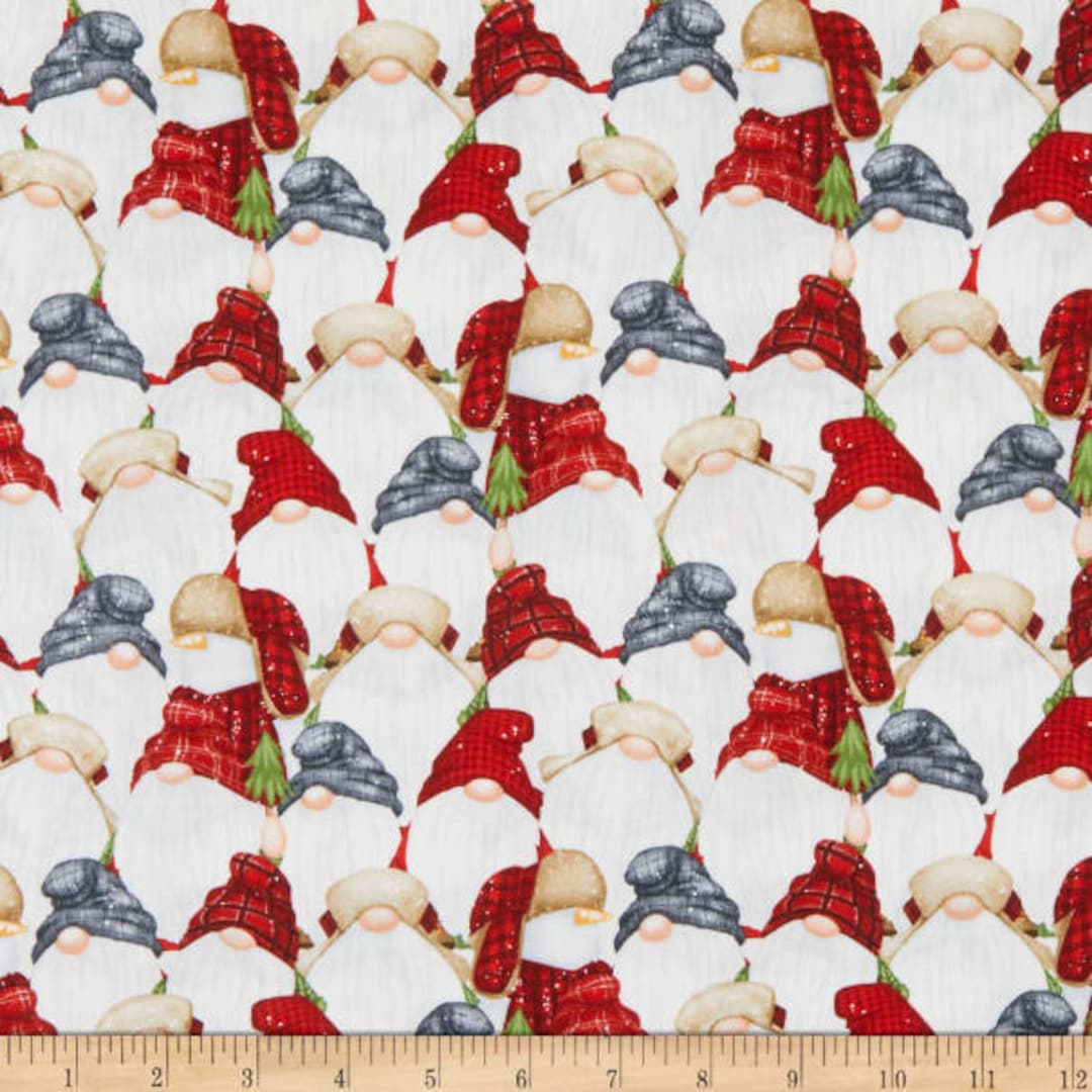 Timber Gnomes Fabric by the Yard by Henry Glass, Christmas Fabric by the Yard, Elves Fabric ...