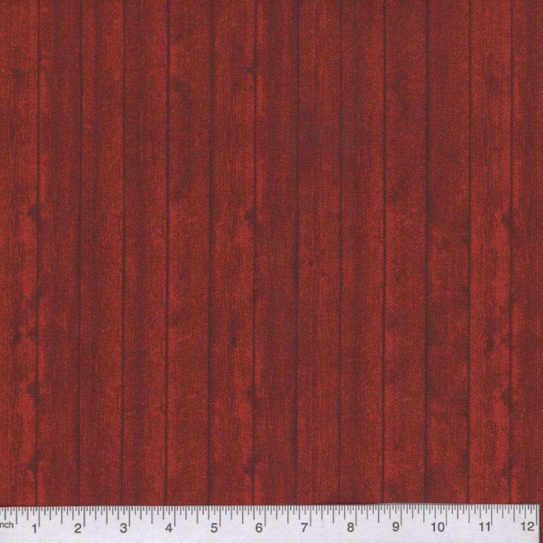 Red Fabric by the Yard, Red Rustic Fabric, Red Wood Fabric, Farmhouse ...