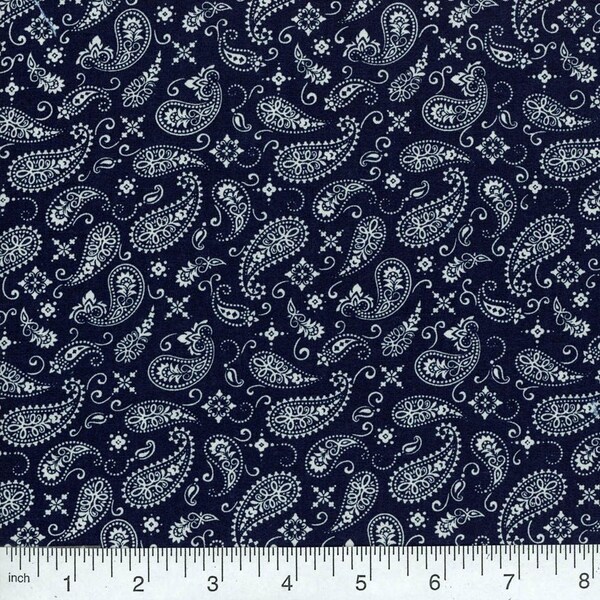 Navy Blue Paisley Fabric - Etsy