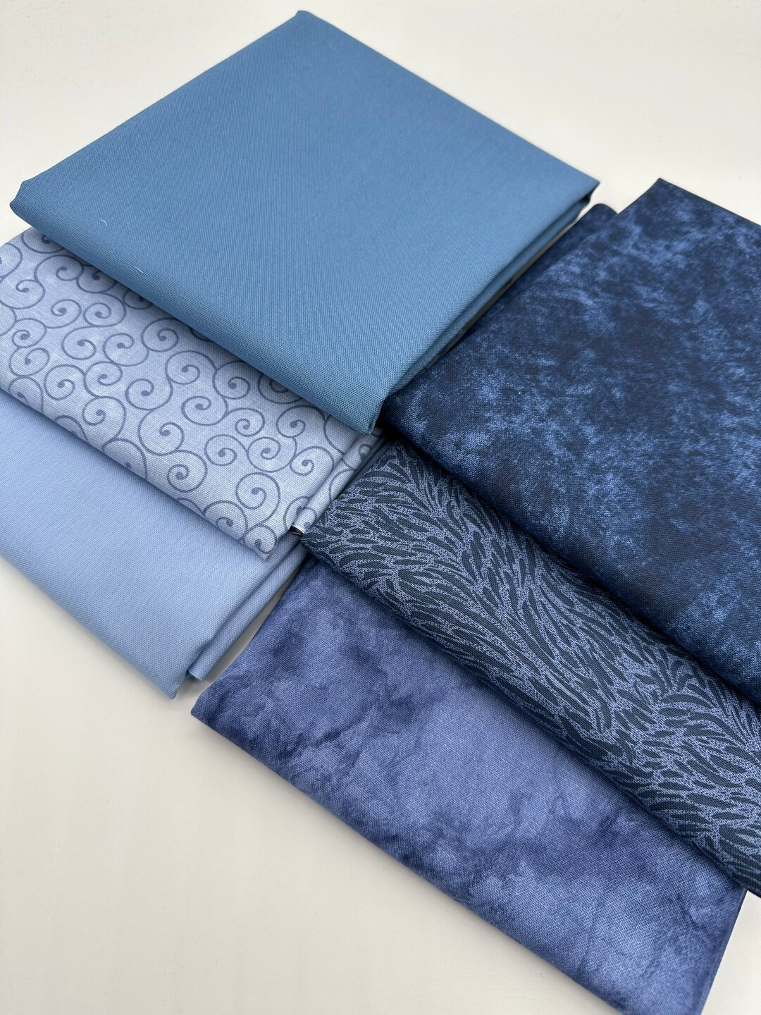 Blue Fat Quarter Bundle or 1/4 Yard Cuts or 1/2 Yard Cuts, Lot of 6 ...