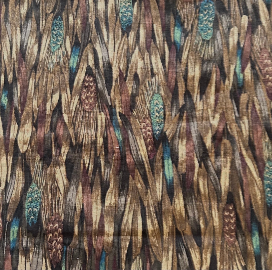 SALE Brown Fabric by the Yard, Brown Cotton Fabric, Brown Cattail ...