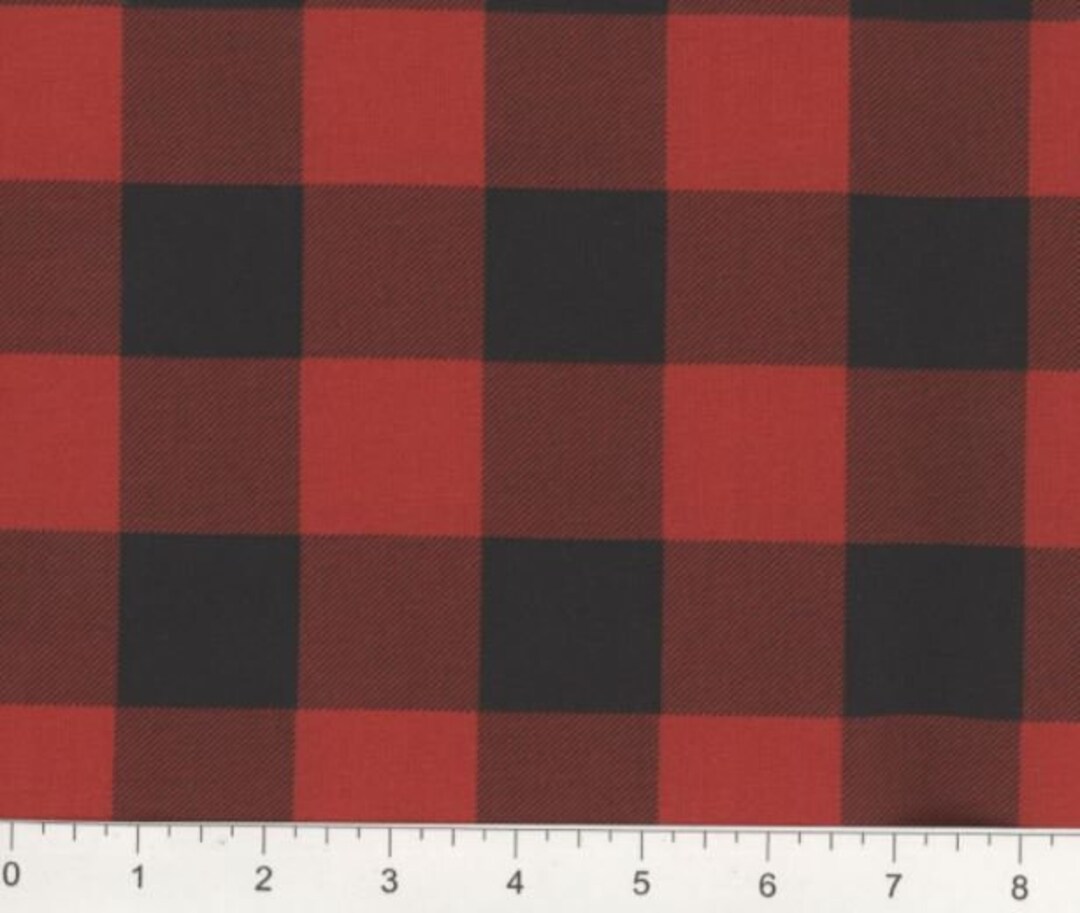 Red Plaid Fabric by the Yard, Cotton Plaid Fabric, Red and Black Plaid ...