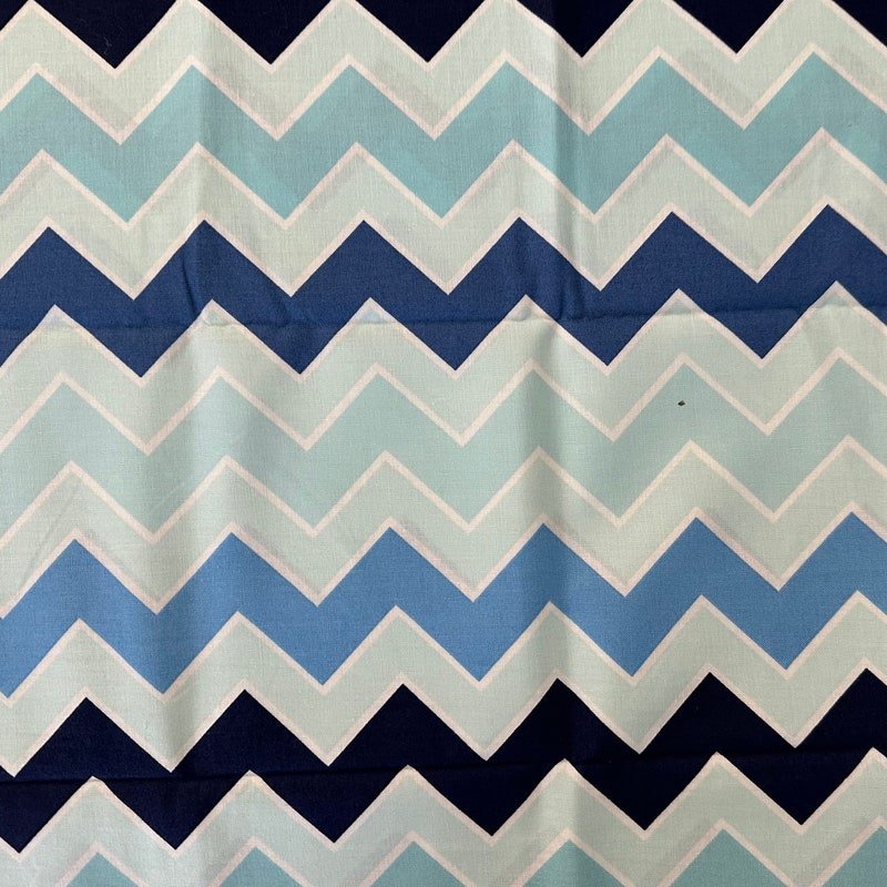 Blue Chevron Fabric - Etsy