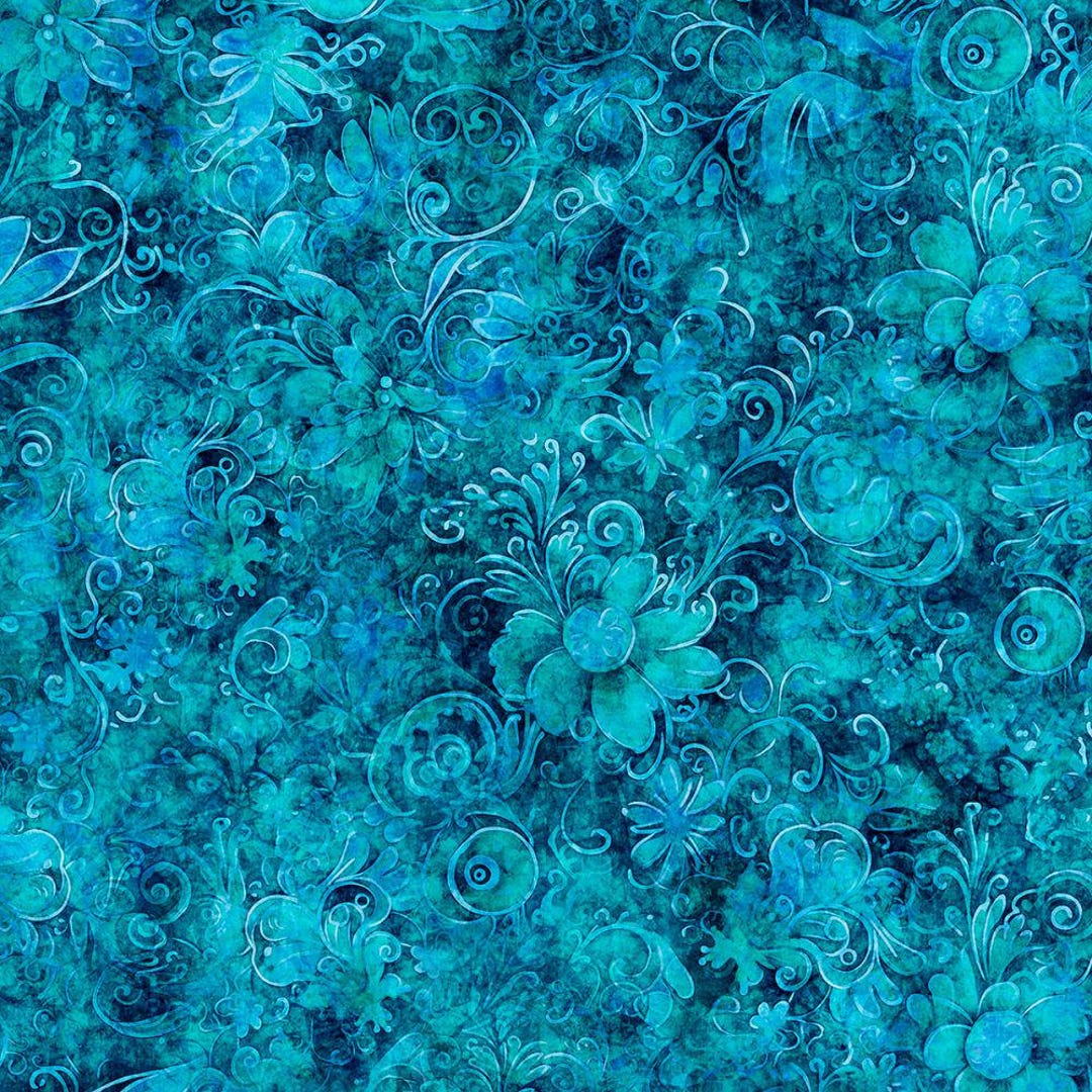 Blue Floral Cotton Fabric by the Yard Queen's Garden Line, #25116 - Etsy