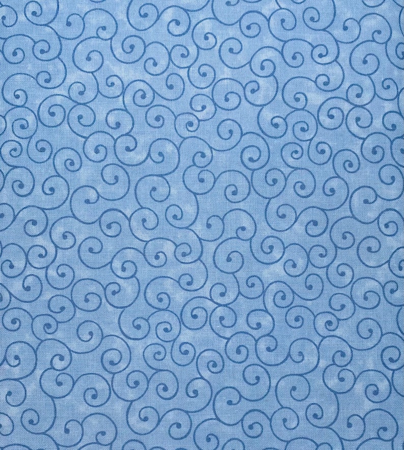 Blue Fabric by the Yard, Blue Swirl Fabric, Light Blue Fabric, Blue ...