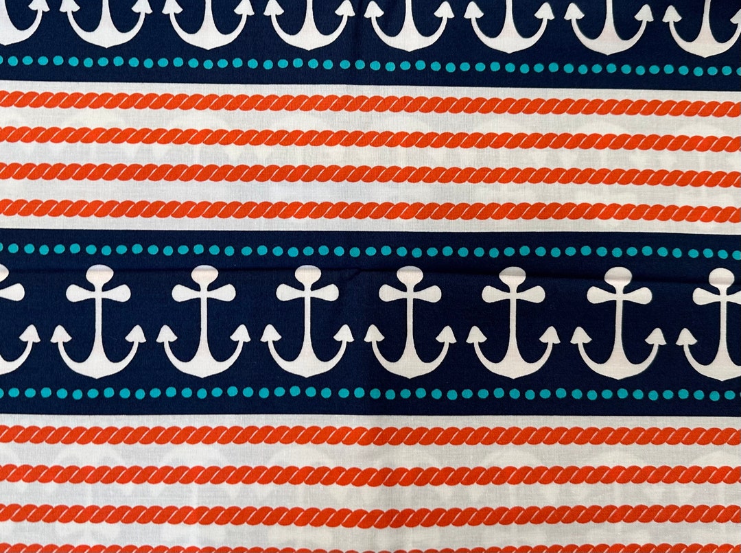 Anchor Fabric, Nautical Fabric by Michael Millet - Etsy