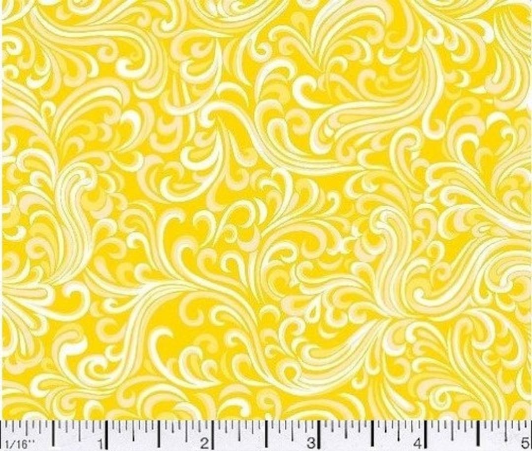 Yellow Fabric by the Yard, Lemon Fabric, Yellow Swirl Fabric, Yellow ...