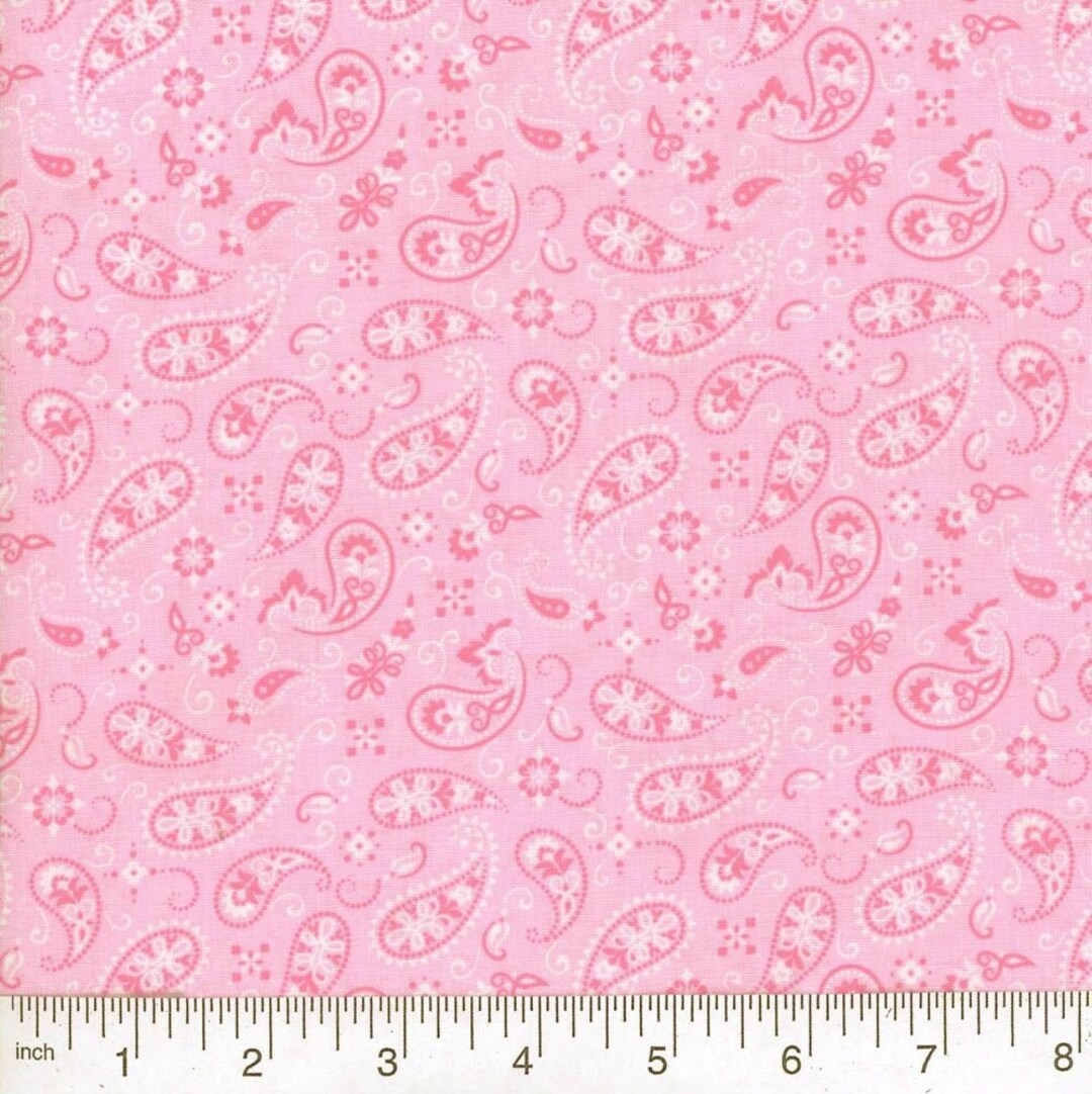 Pink Paisley Fabric by the Yard, Pink Fabric, Pink Cotton, Pink Bandana ...