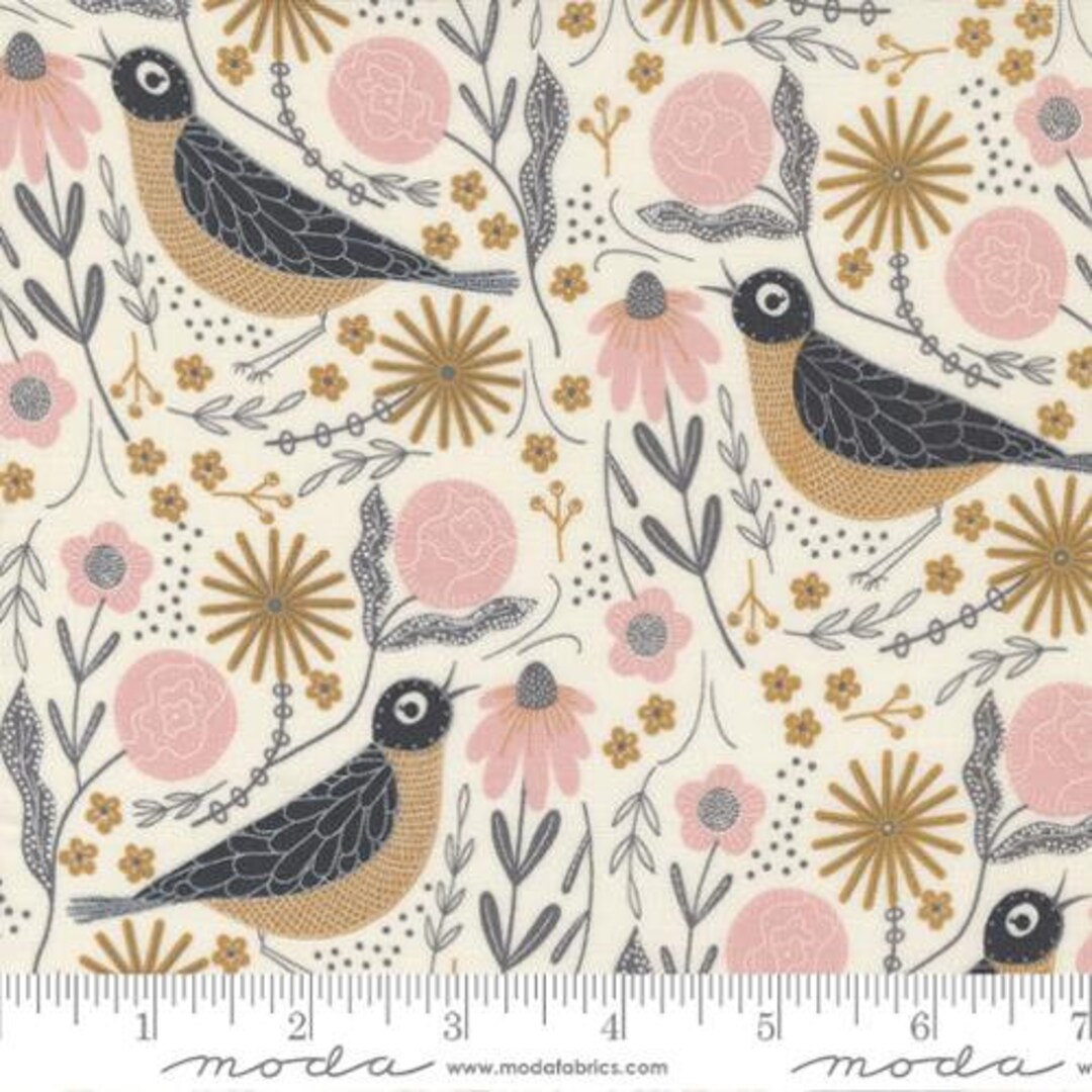 Bird Fabric by the Yard by Moda Birdsong Fabric Line, Cream Fabric ...