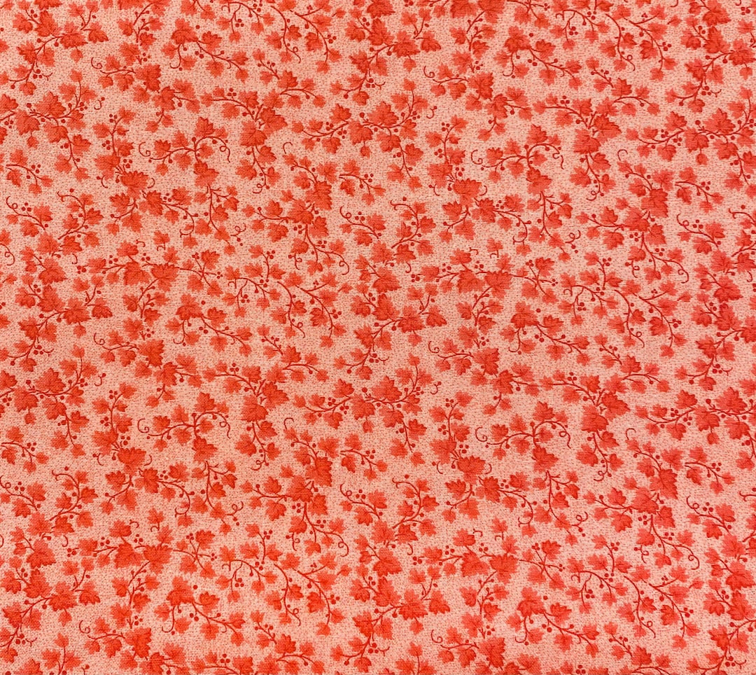Coral Fabric by the Yard, Coral Floral Fabric, Coral Flower Fabric ...