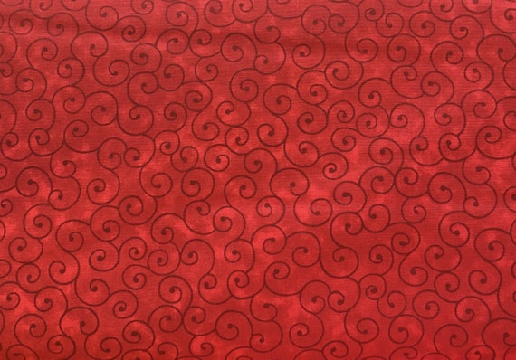 Ruby red fabric by the yard ruby red swirl fabric by the | Etsy