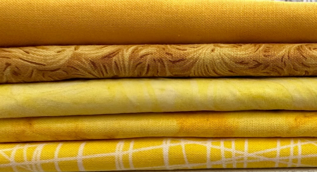 Yellow Fabric Scrap Bundle, Yellow and Gold Fabric by the Pound, End of ...