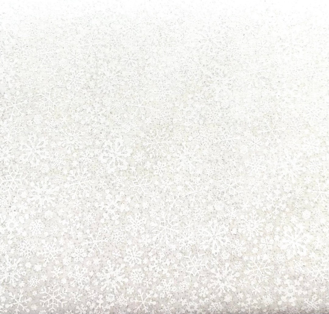 Christmas Snowflake Fabric by the Yard, White With Silver Metallic ...