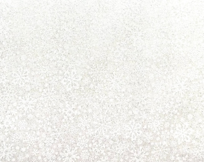 Christmas Snowflake Fabric by the Yard, White With Silver Metallic ...