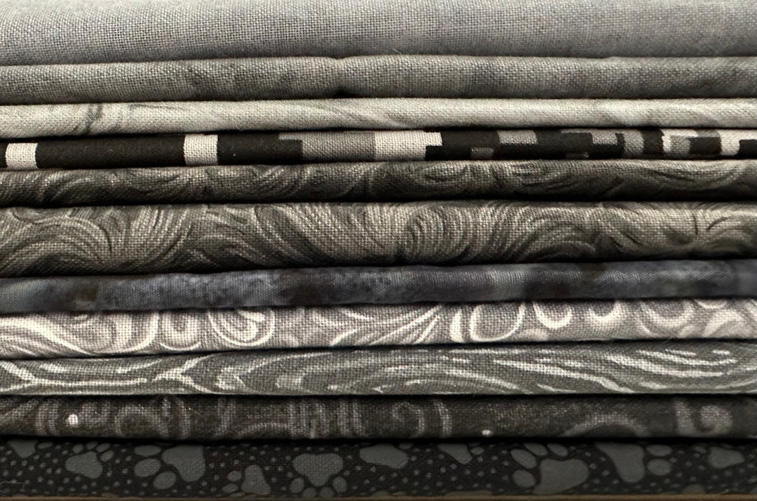 Black and Gray Cotton Fabric Scrap Bundle by the Pound, End of Bolt ...