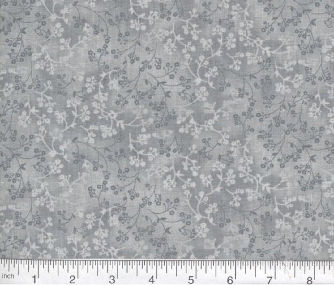 Gray Fabric by the Yard, Gray Fabric, Gray Floral Fabric, Gray Flower ...