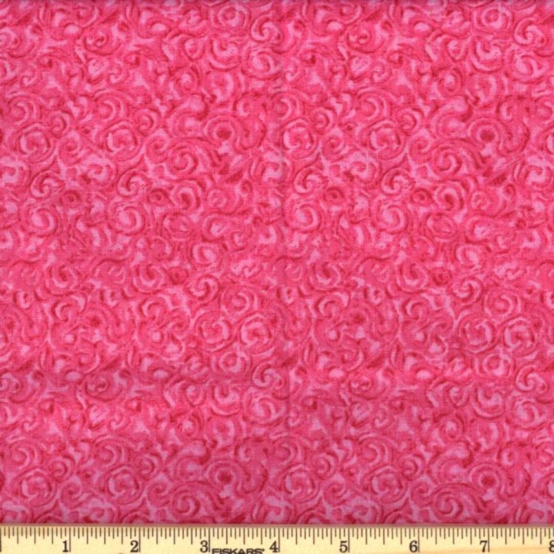 Pink Fabric by the Yard, Pink Swirl Fabric, Bright Pink Fabric, Pink ...