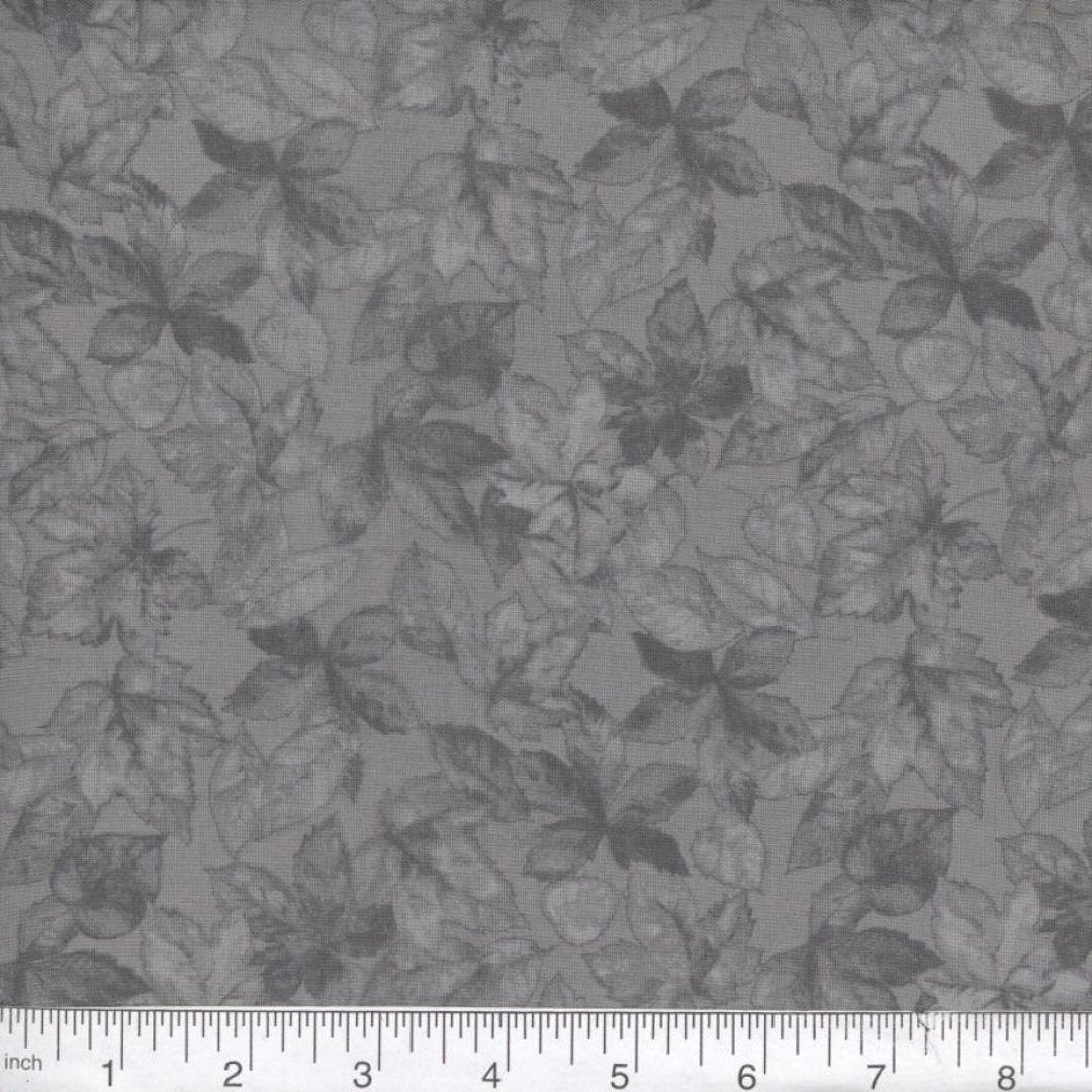 Gray Leaf Cotton Fabric by the Yard, Grey Fabric, #22279 - Etsy